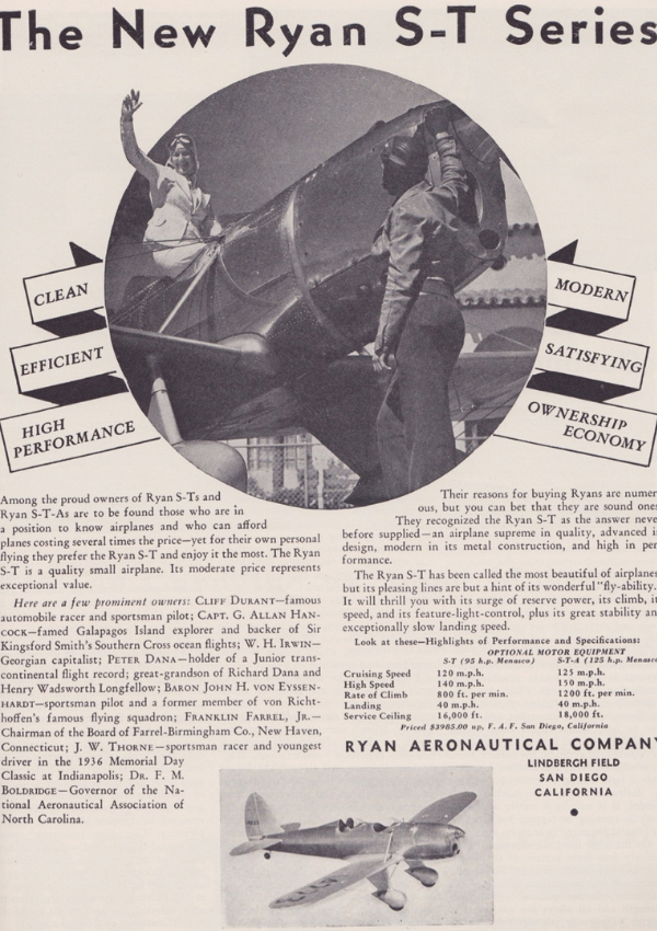 1936 Ryan ST-A | Ala Doble Flying Collection